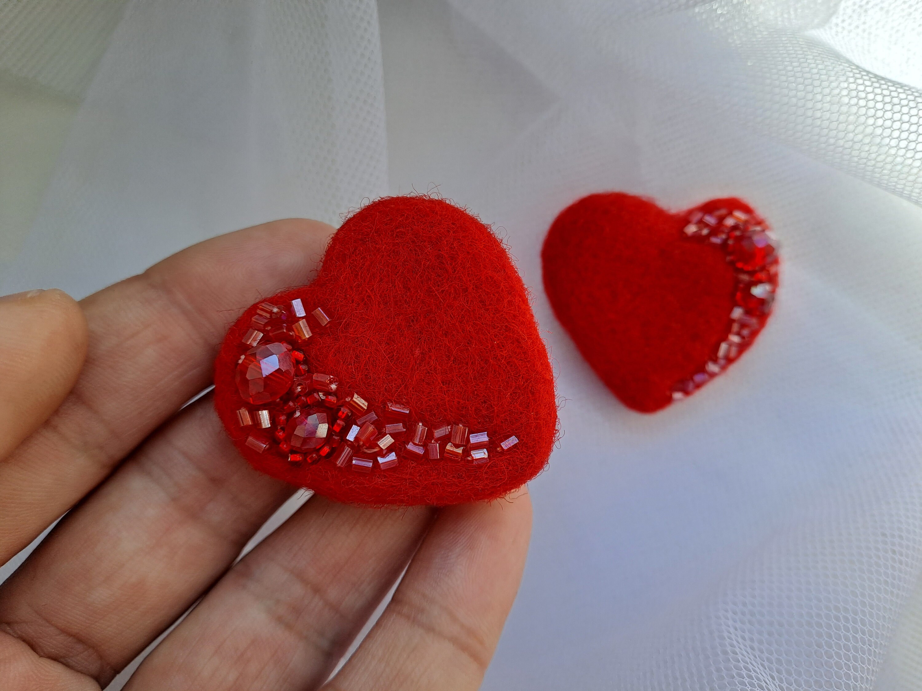 Needle Felted Heart, 40th Anniversary Gifts for Couples, Ruby ...