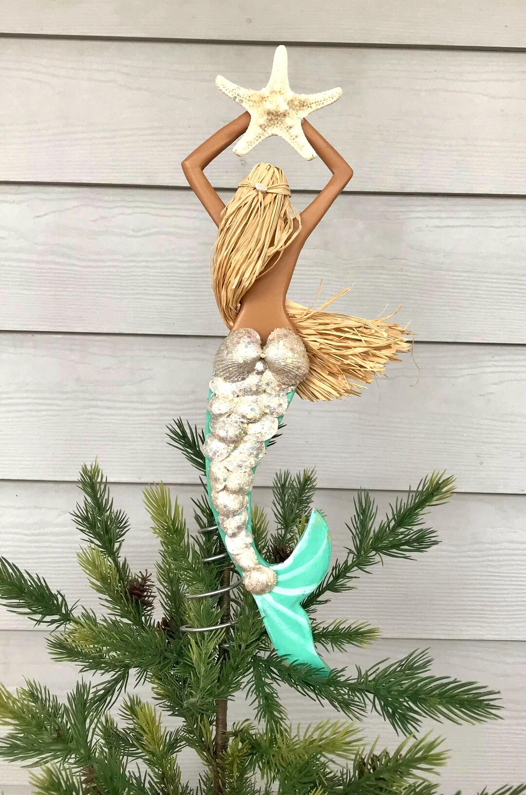 Mermaid Tree Topper, Mermaid Tree Ornament, Coastal Tree Topper ...