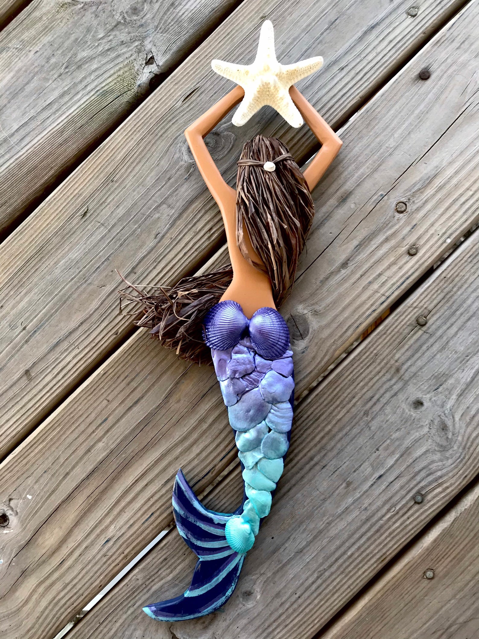 19 Wooden Mermaid Wall Art Ombre Painted Tail Mermaid | Etsy