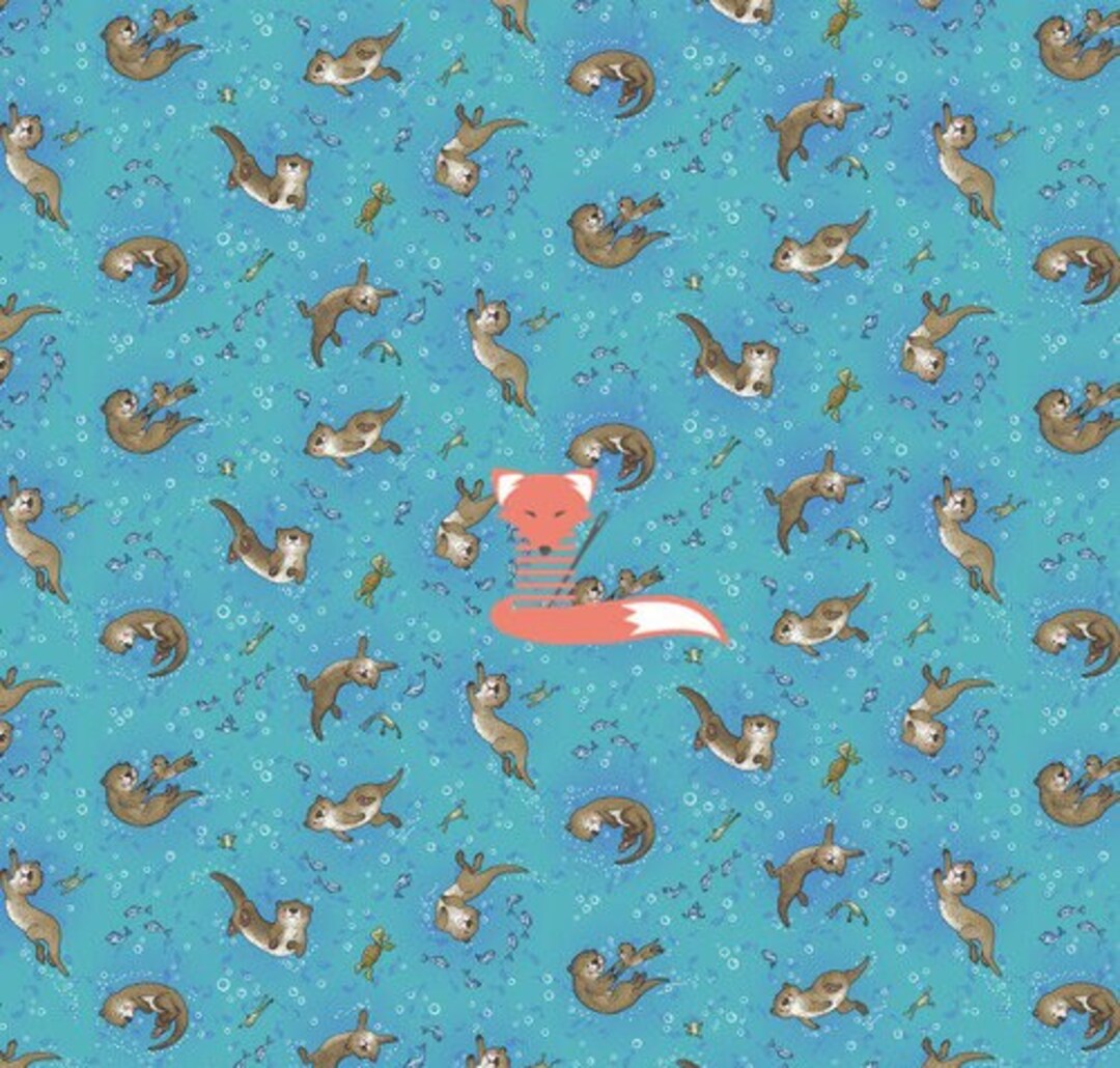 Otters on Blue Fabric, River Romp, Henry Glass, 100% Cotton, 867-77 - Etsy