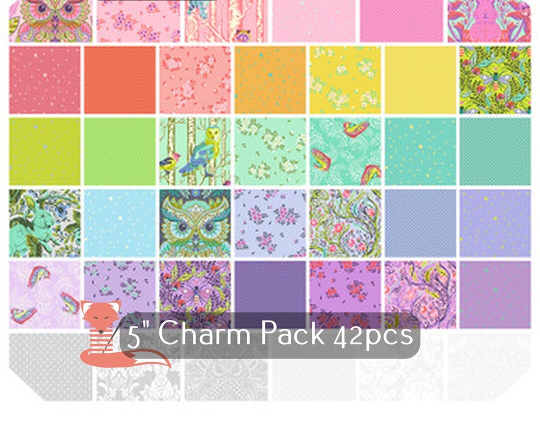 5" Charm Pack 42pcs, Full Moon Forest II, 50th Collection, Tula Pink ...