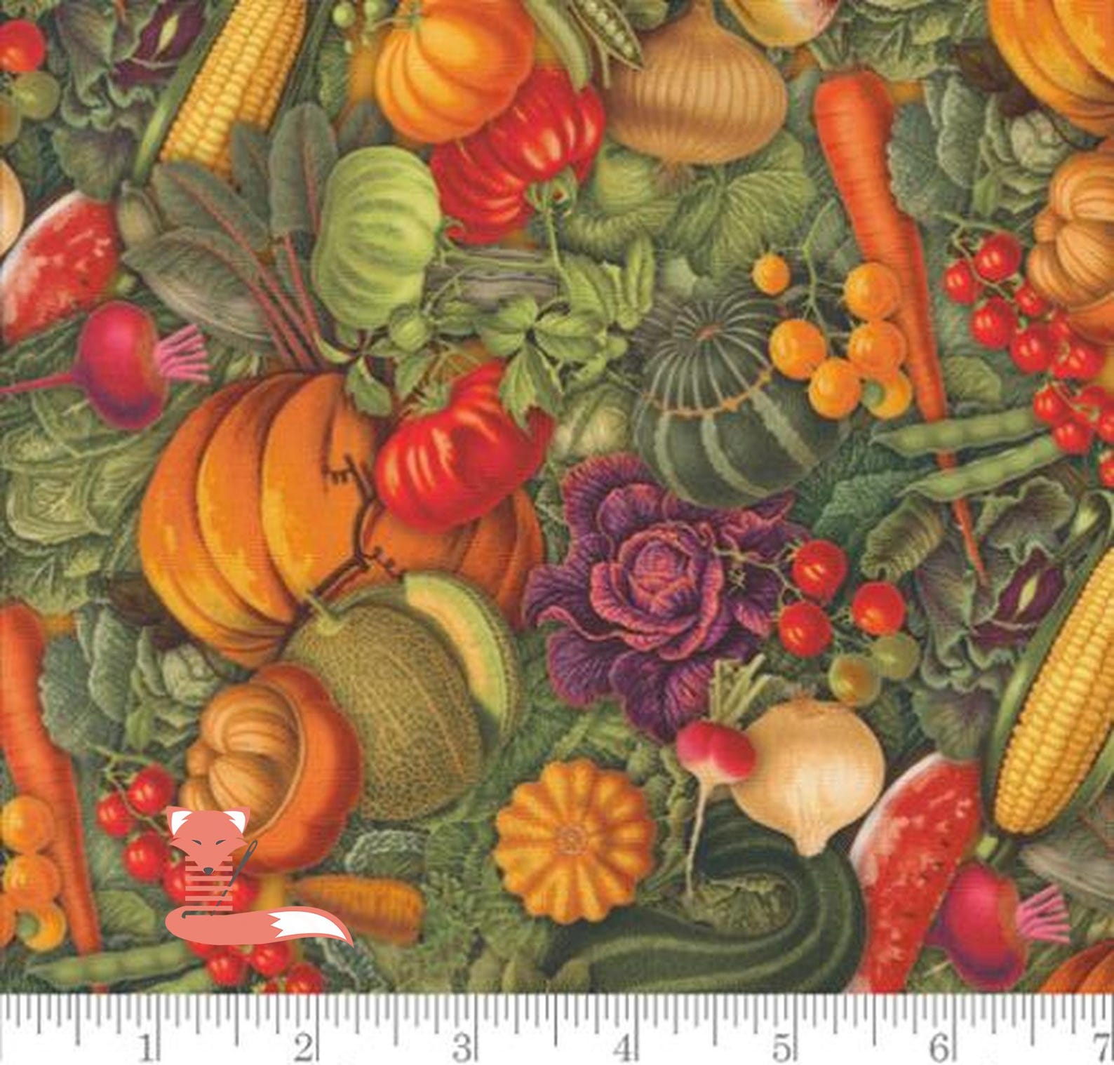 FQ, Packed Vegetable Fabric, Farm and Garden Veggies, Moda Fabrics, 100 ...