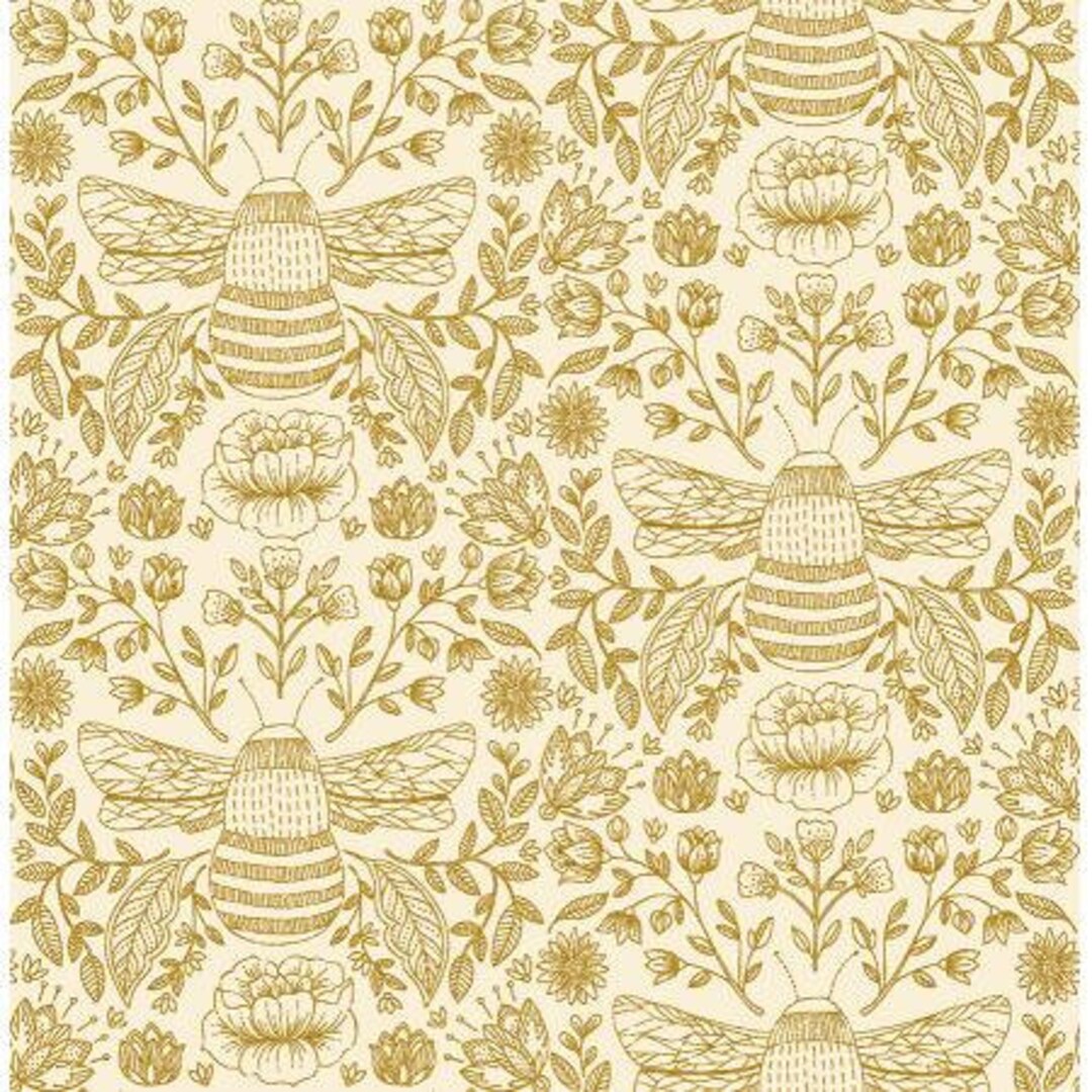 Beehive Fabric, Bee's Knees, High Noon Metallic Fabric, Summer in the ...