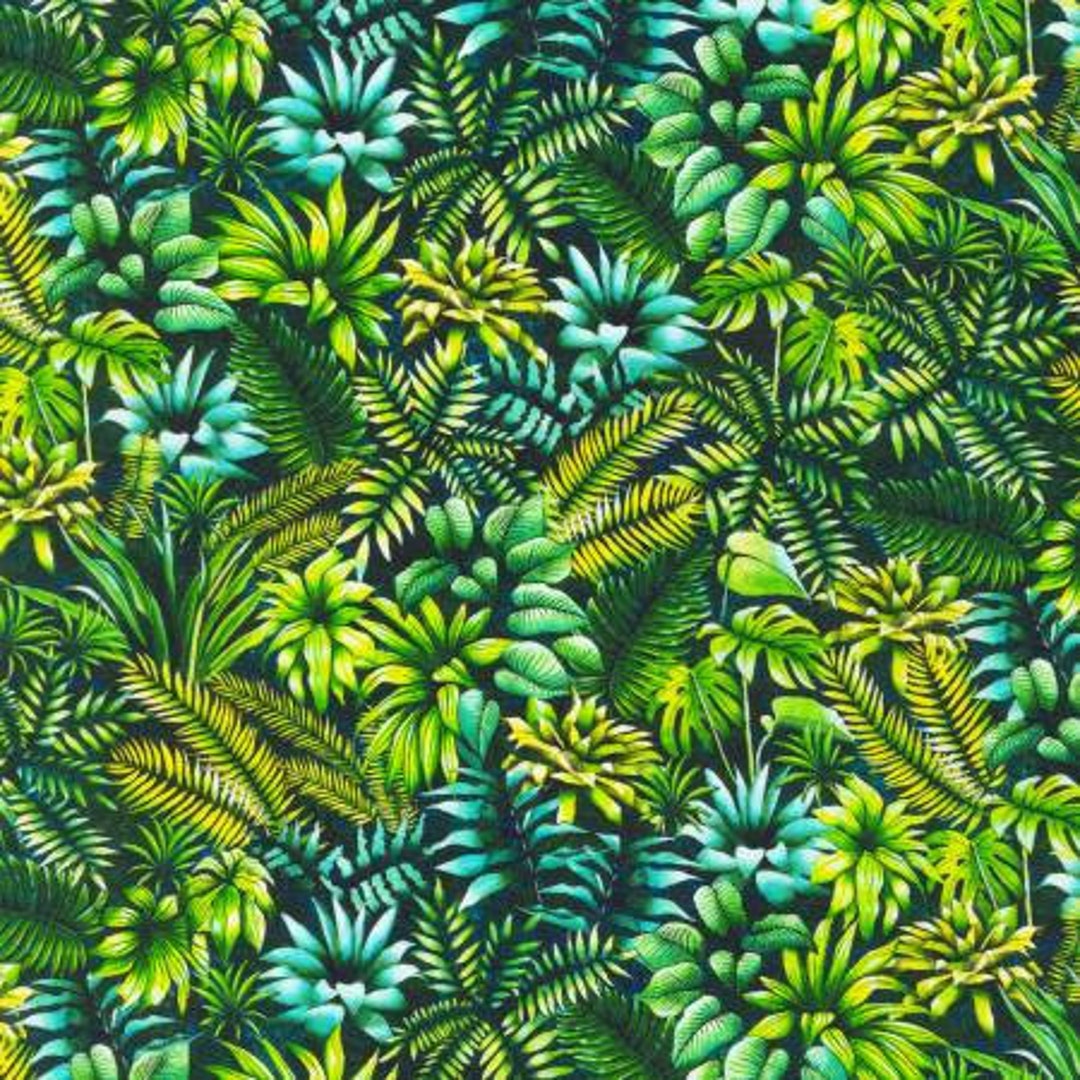 Leaves Jungle Fabric, Tropical Canyon, Robert Kaufman, 100% Cotton ...