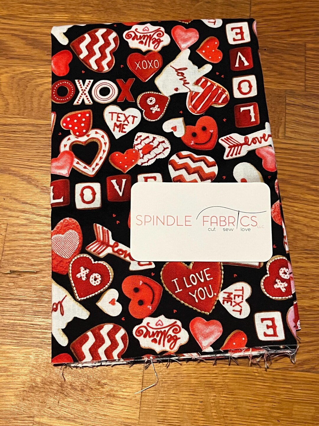 Remnant 1/2 Yard, Valentine Heart Cookie Fabric, Timeless Treasures ...