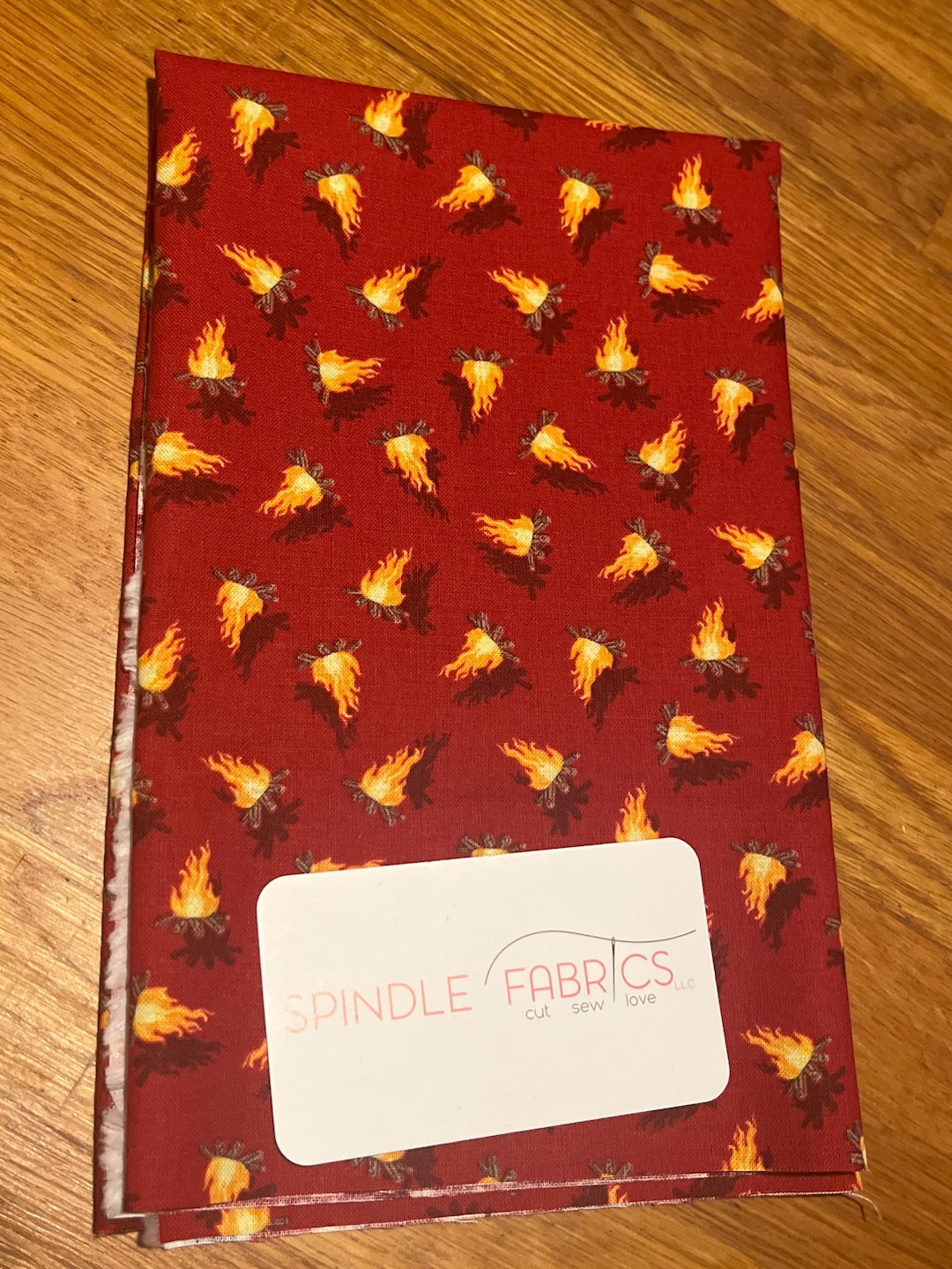 FQ, Camping Fire Flame on Red Fabric, Studio E Fabrics, 100% Cotton ...