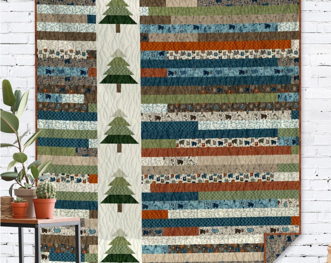 Bear Camp Trail Quilt Kit, Into the Forest, 59"x68", Clothworks, 100% ...