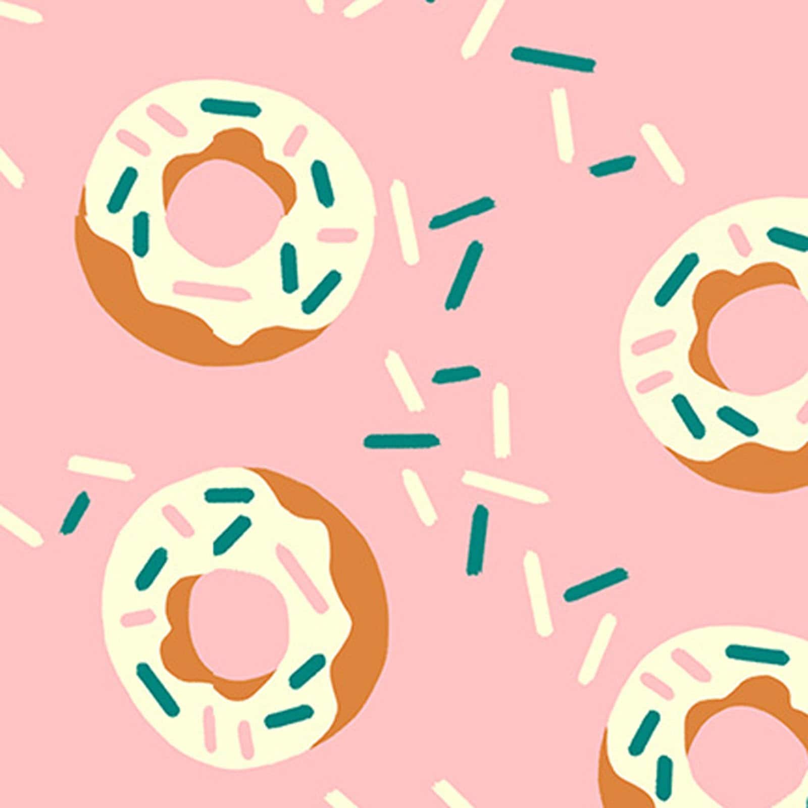 Donut Fabric Vanilla Donuts and Sprinkles on Pink Food | Etsy