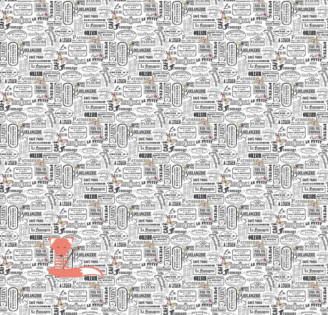 Paris Word Fabric, From Paris With Love, Northcott, 100% Cotton, 27327 ...