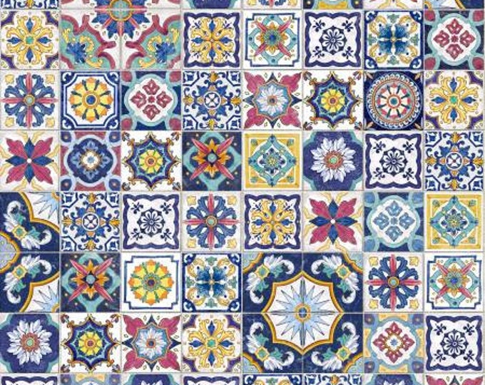 FQ, Village Mediterranean Escape, Tile Fabric, Hoffman Fabrics, 100% ...