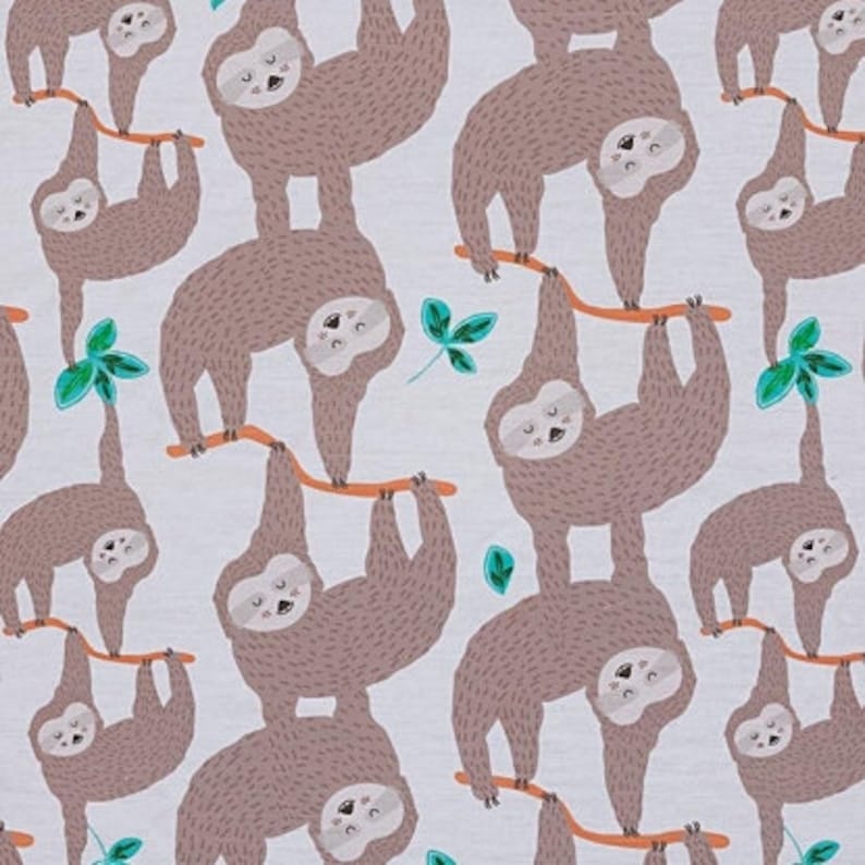 Sloth Fabric Sleeping Sloth on Natural Alexander Henry 100% | Etsy