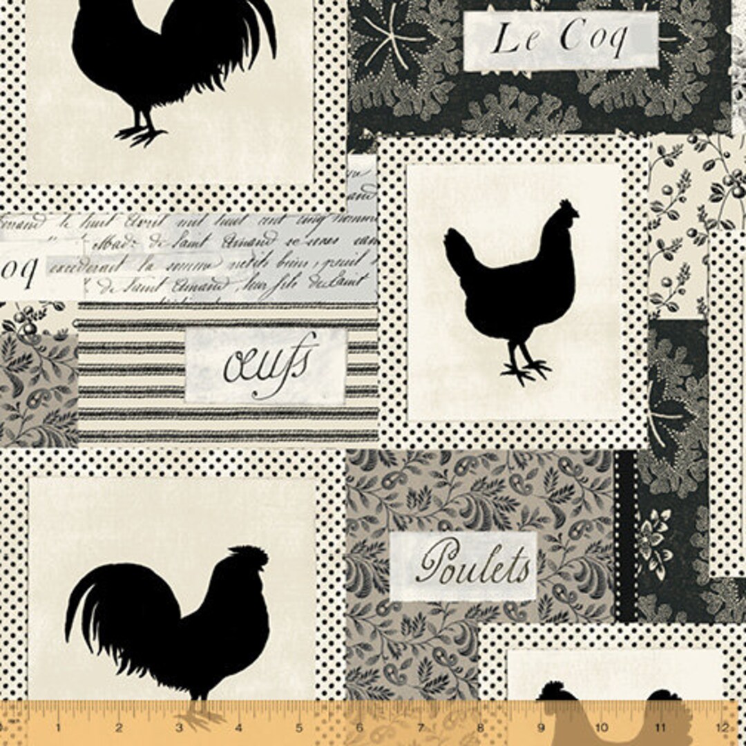 Chicken Fabric, Patchwork Fabric, Les Poulets Encore by Whistler ...