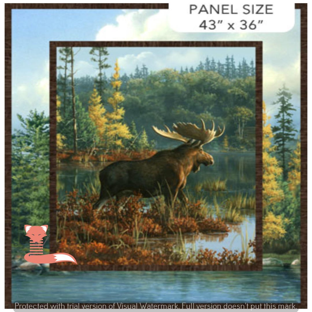 Moose Panel, Northwood Naturescapes Panel 43"x36"" Fabric, Northwood ...