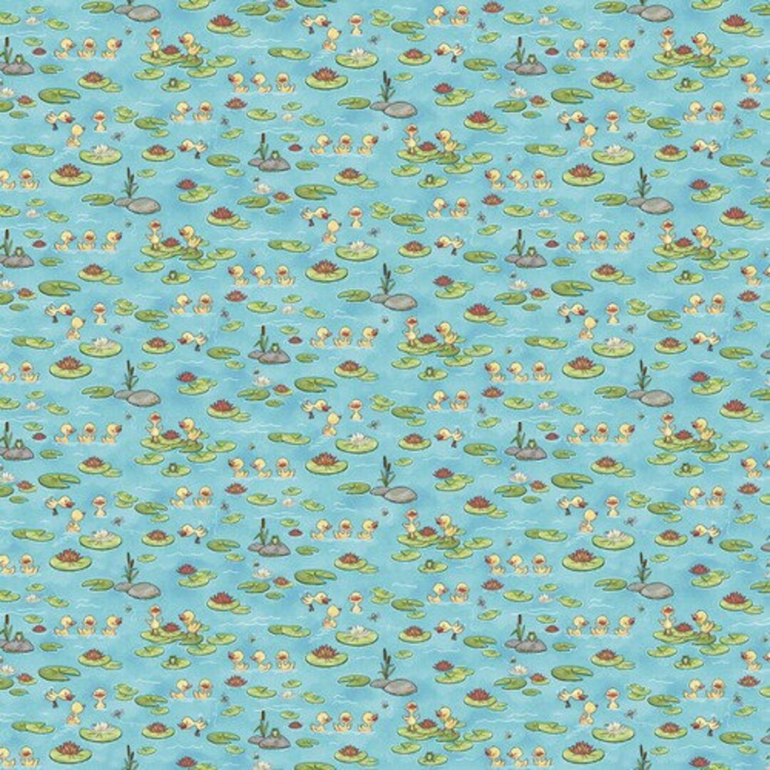 Remnant 32", Ducks and Lilly Pads Fabric, River Romp, Henry Glass, 100% ...