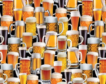 Beer Fabric Beer on Turquoise by Natalia_gonzalez Pint Craft Beer ...