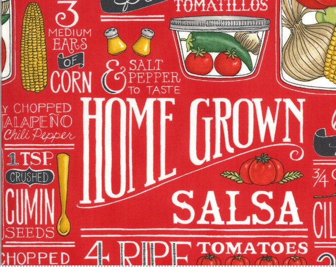 Homegrown Salsa on Red Tomato Fabric, Salsa, Moda Fabrics, 100% Woven ...
