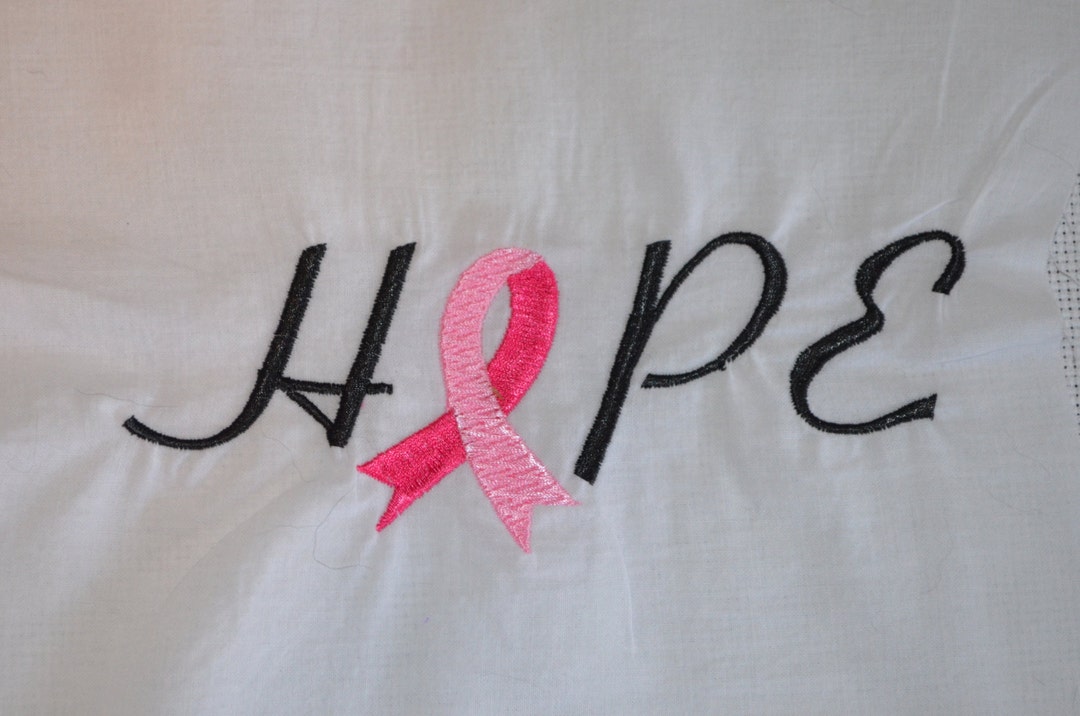 Hope Cancer Ribbon Embroidered Quilt Block - Etsy