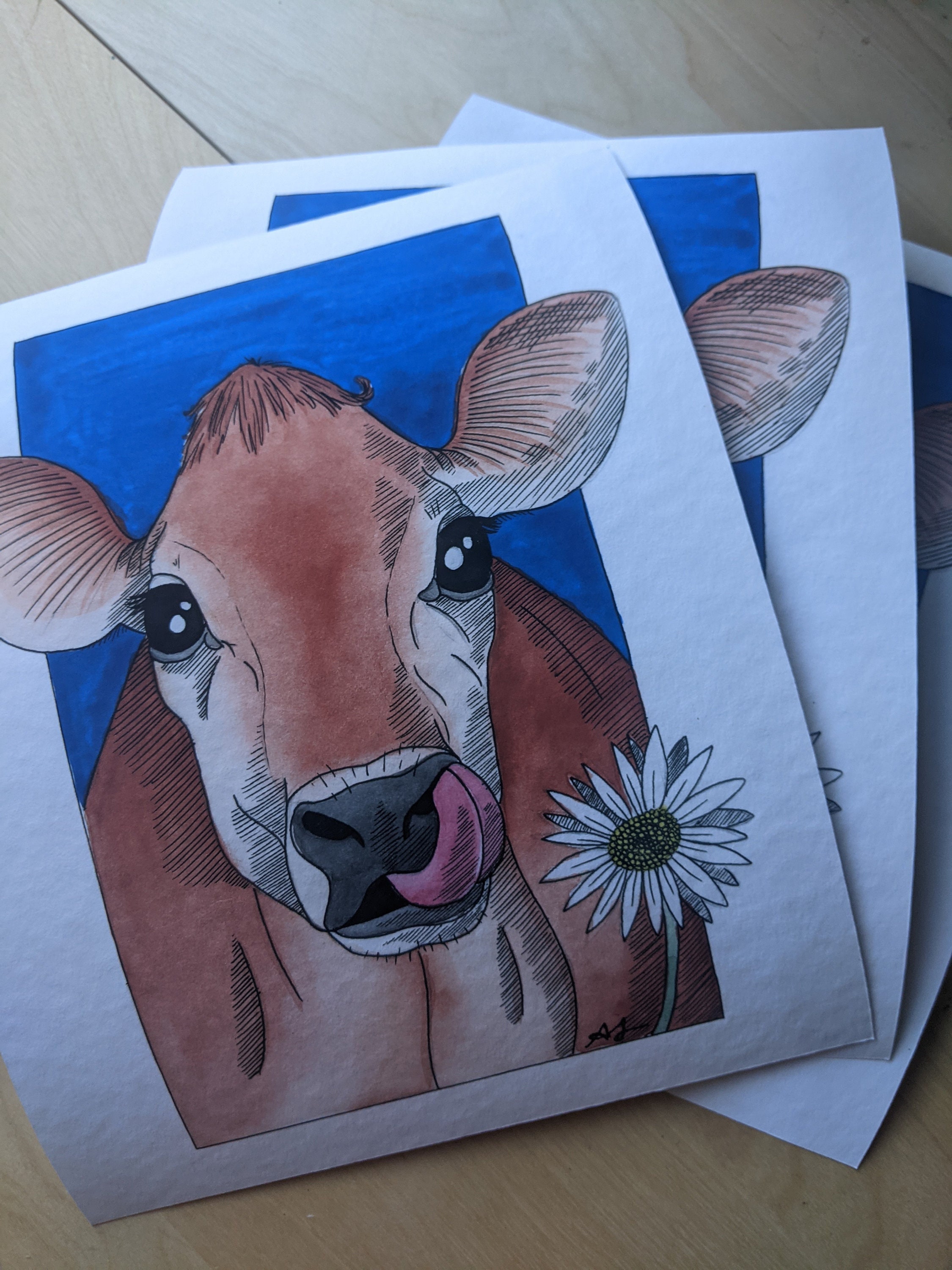 Jersey Cow Watercolor Print - Etsy