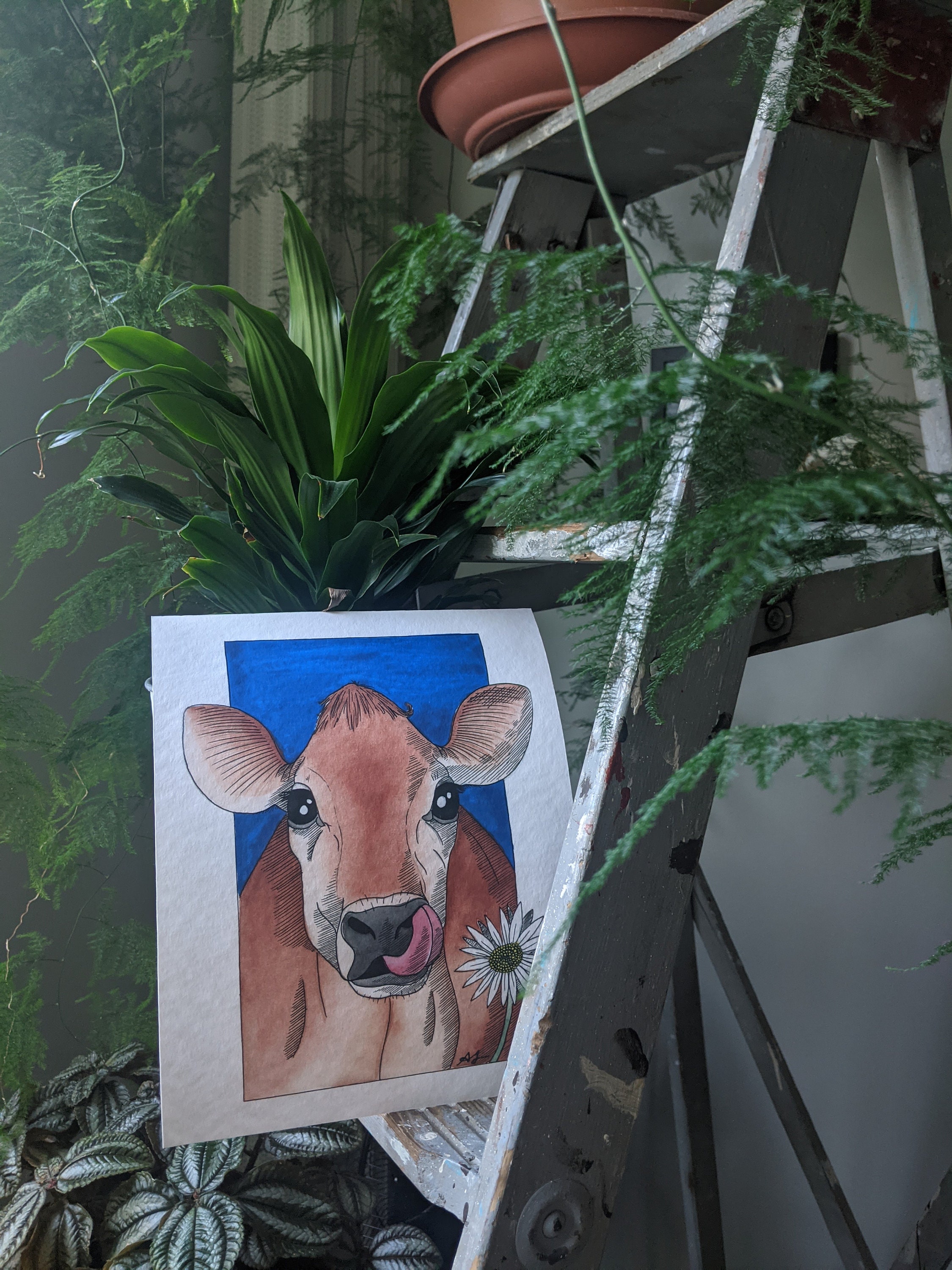 Jersey Cow Watercolor Print - Etsy