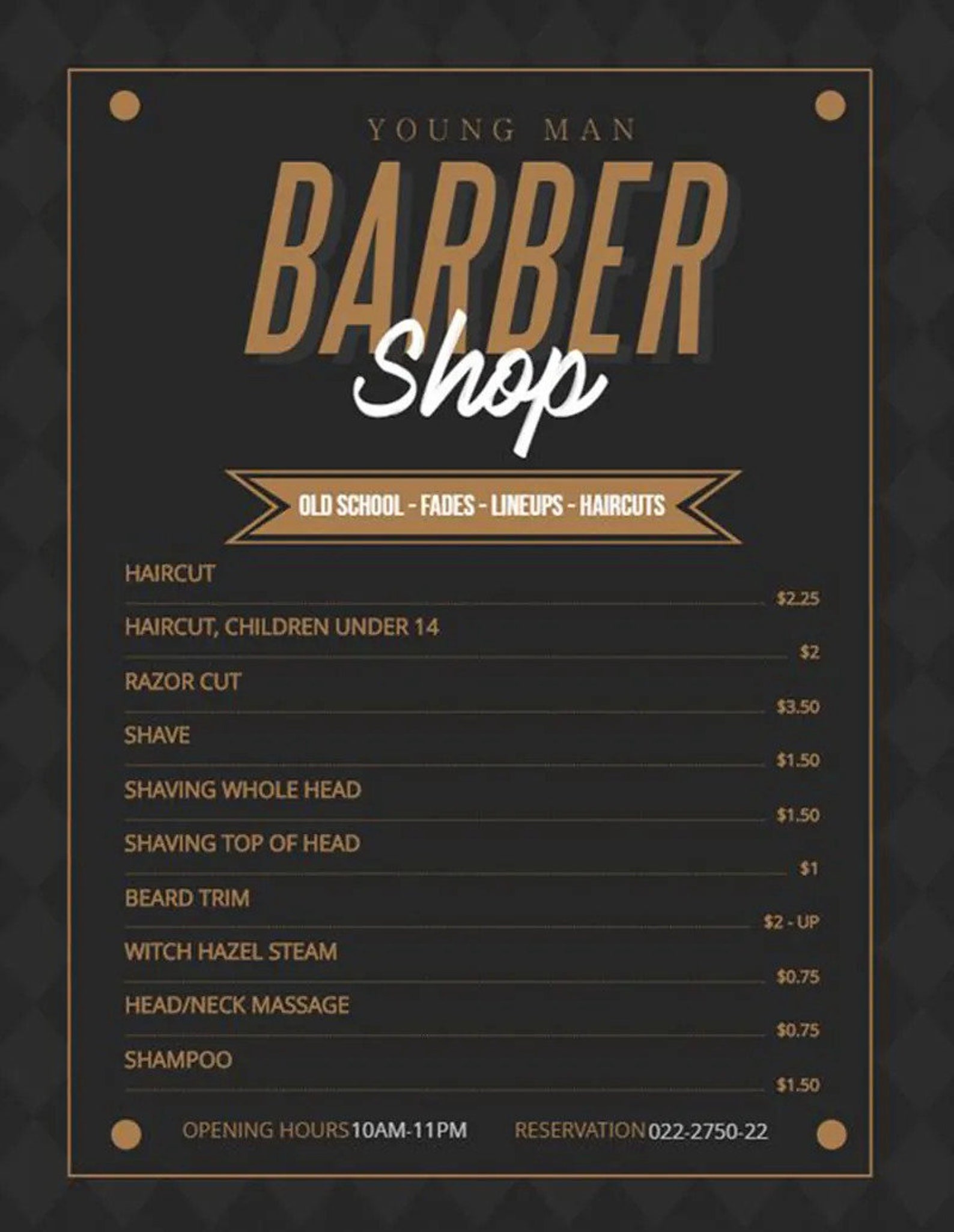 Custom Menu Board Price List for Salon Spa Barber Beauty Boutique Nail ...