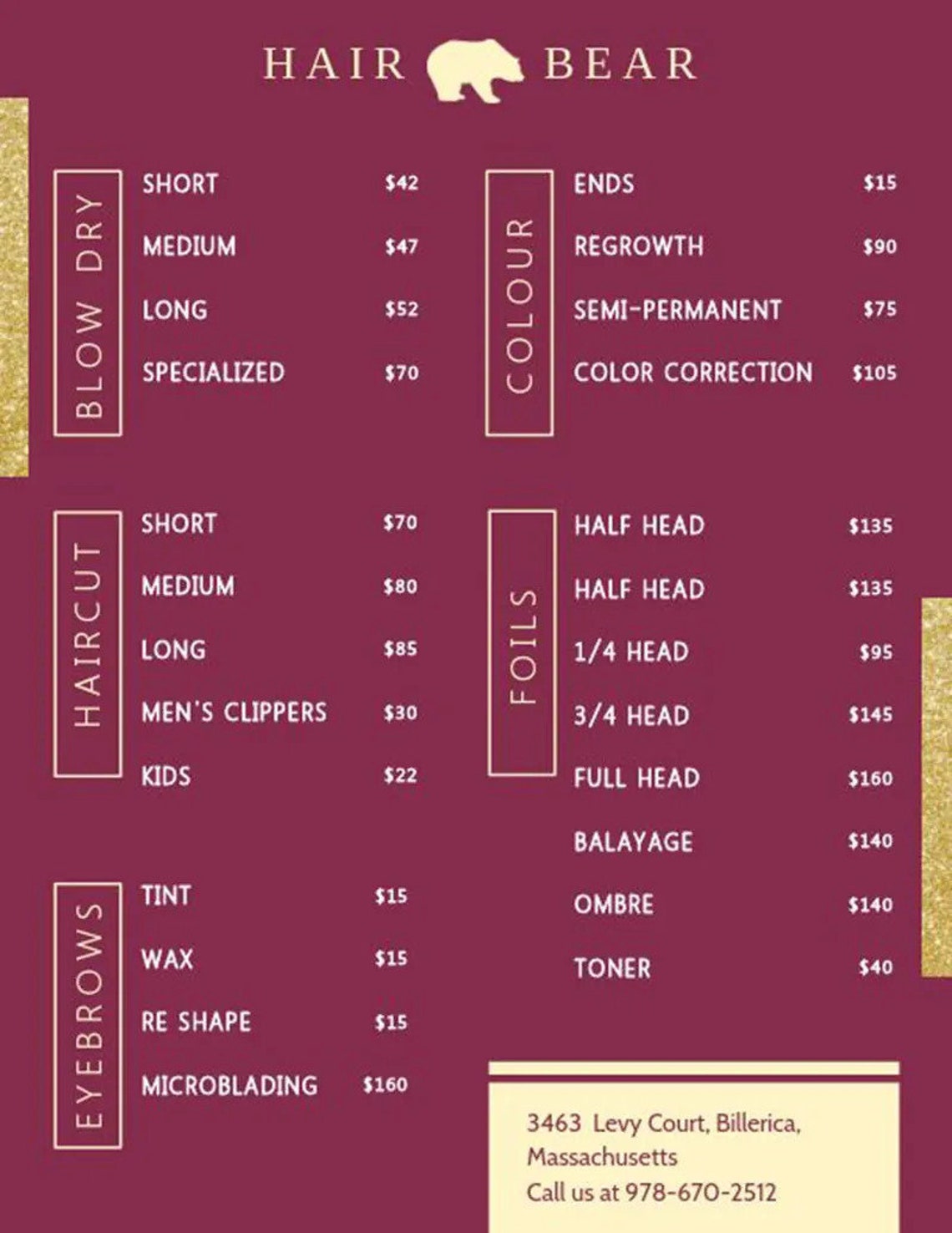 Custom Menu Board Price List for Salon Tanning Spa Barber Beauty ...