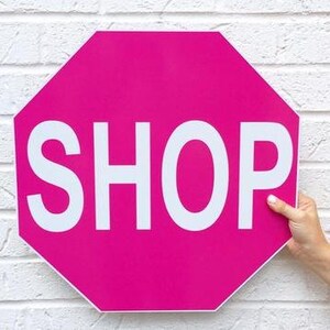 Custom Order: Hot Pink Shop Sign + Pedestal Base Stand - Etsy
