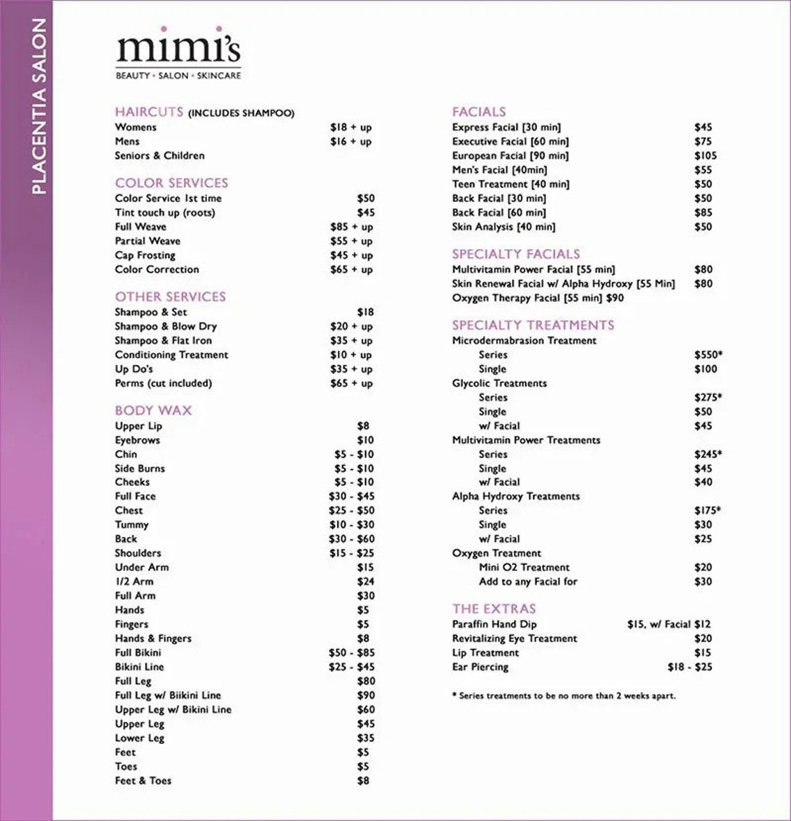 Custom Menu Board Price List for Salon Tanning Spa Barber Beauty ...