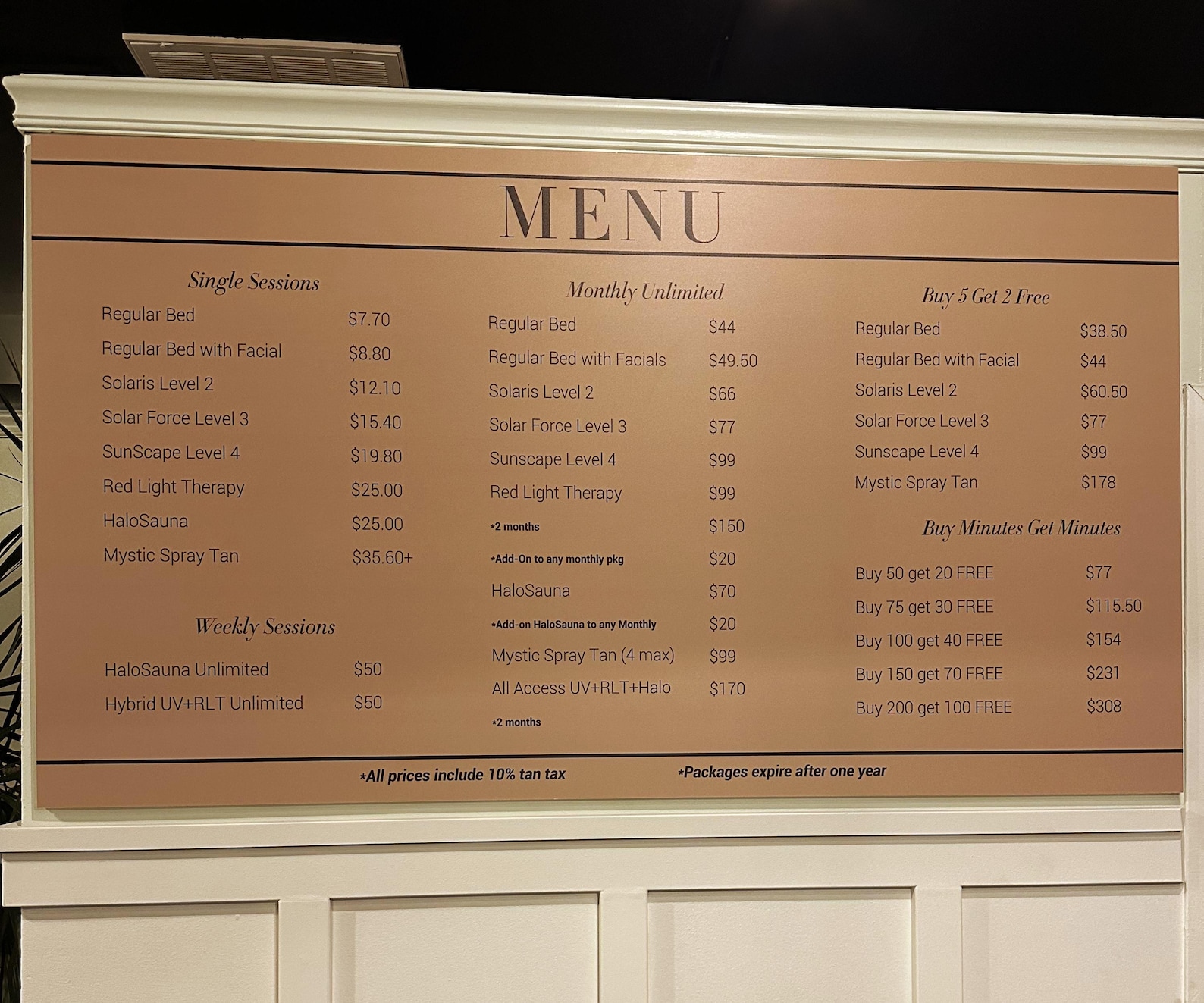 Custom Menu Board Price List for Salon Tanning Spa Barber Beauty ...