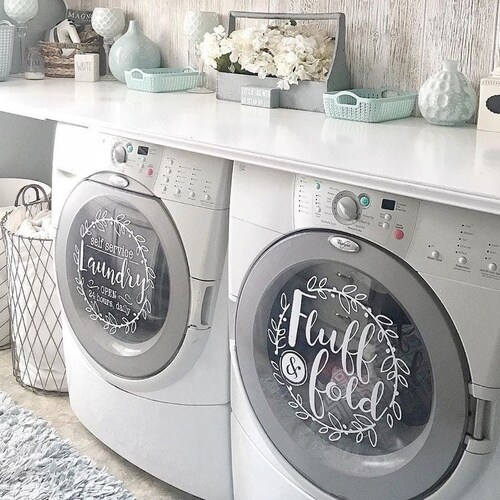 Laundry Room Decor Wash Dry Vinyl Decal Set Washing Machines - Etsy