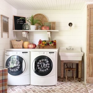Laundry Room Decor "wash" "dry" Vinyl Decals, Washing Machines and ...