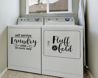Laundry Room Decor Wash Dry Vinyl Decal Set Washing Machines - Etsy