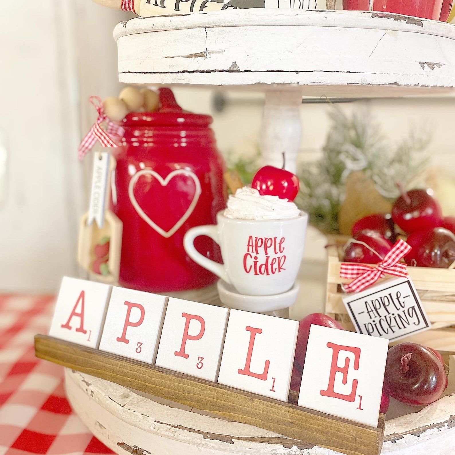 Apple Cider Big Apple Farm Tiered Tray Set Fall / Autumn / - Etsy
