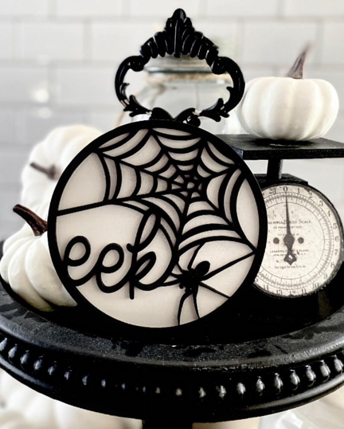 5 Boo & Eek 3D Circle Signs for Halloween Tiered Tray - Etsy