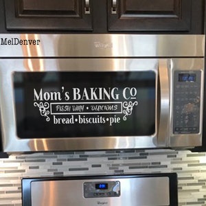 Microwave Decal Retro Kitchen, Mom's Baking Company Kitchen Custom ...
