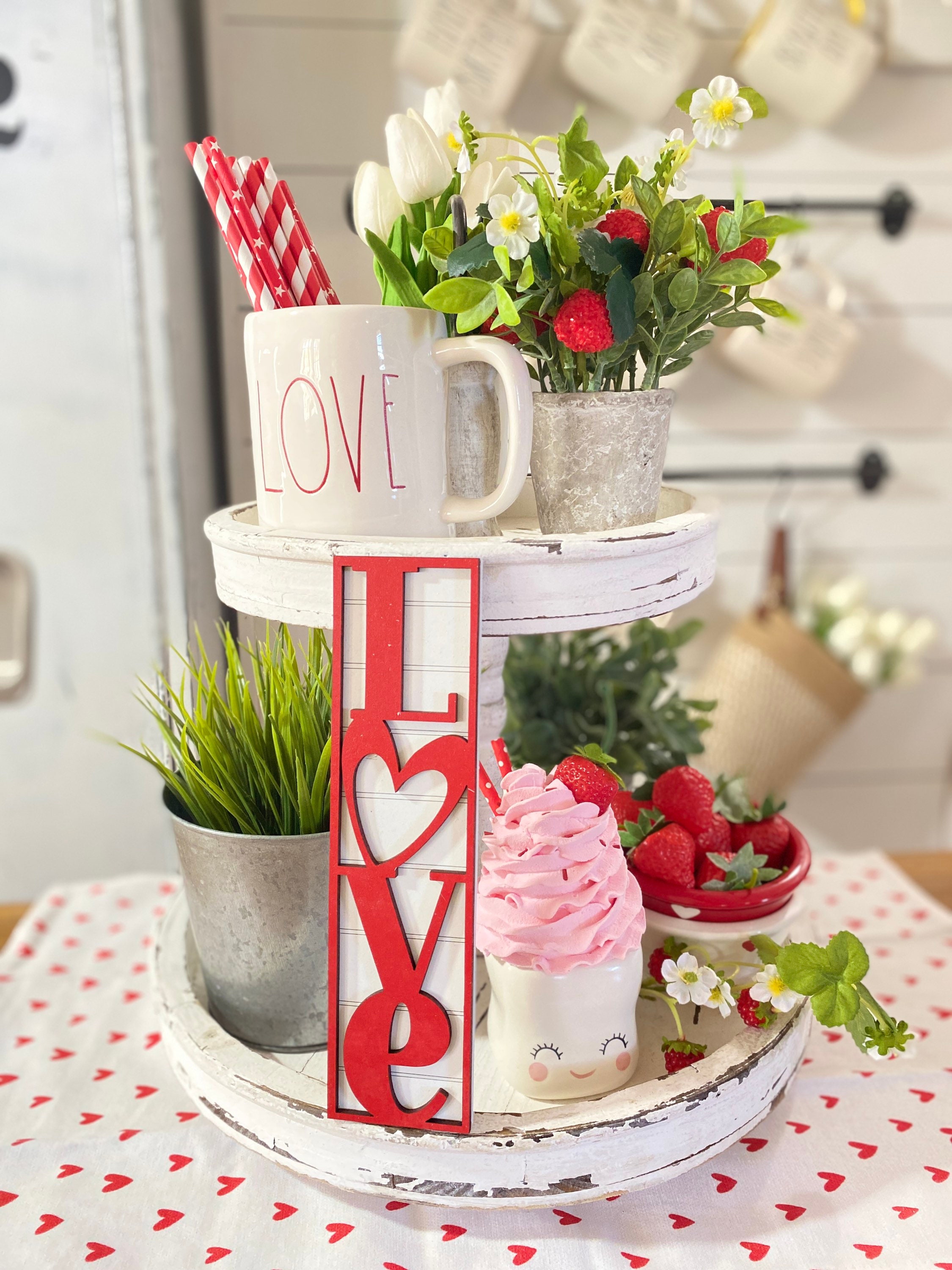 9 Red Farmhouse Style Tiered Tray porch Board Vertical - Etsy