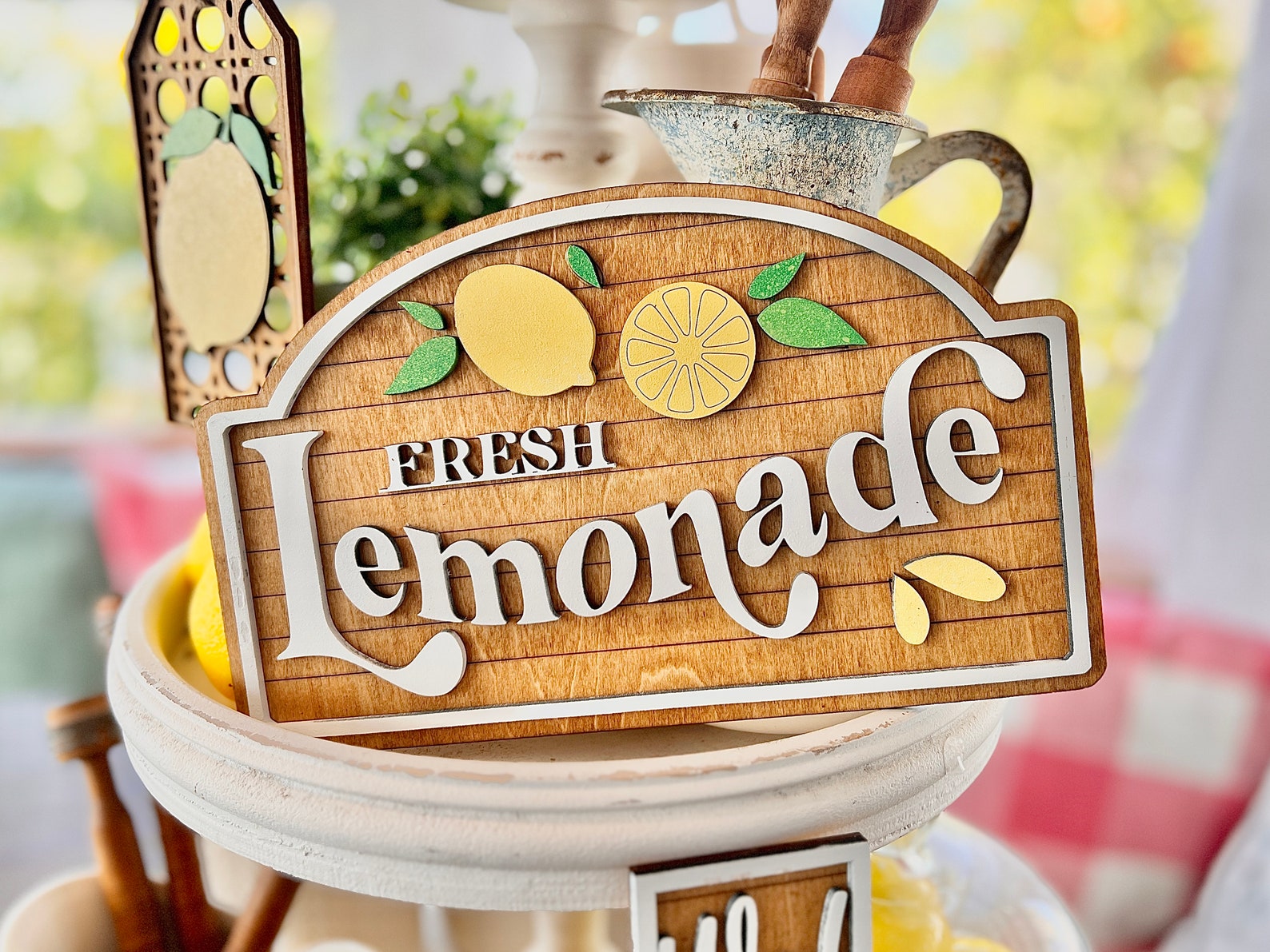 Fresh Lemonade, Lemon Decor for Kitchen, Dining Room, Tiered Tray and ...