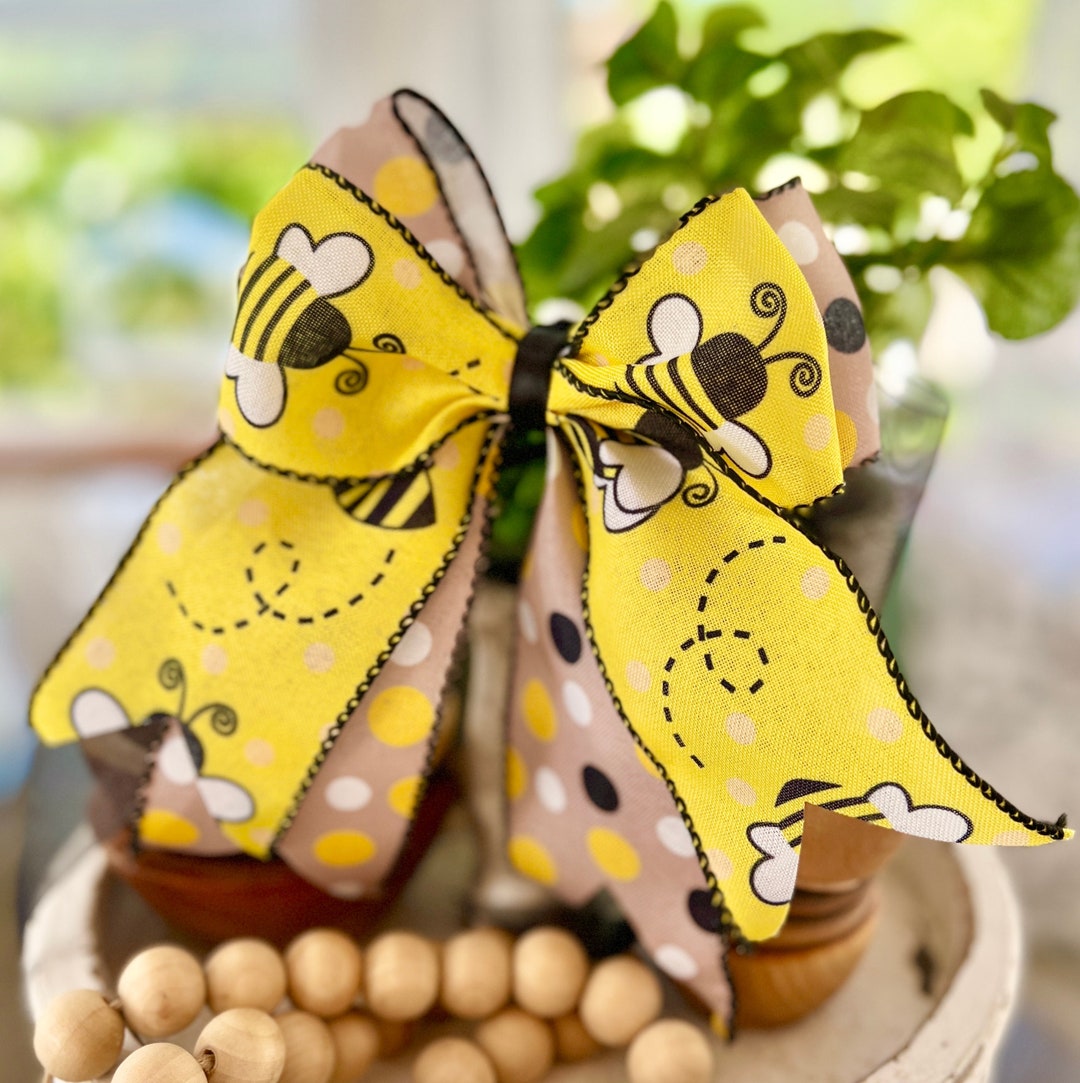 Bee Tiered Tray Bow, Spring Summer Decor, Tiered Tray Bow 7" Wide ...