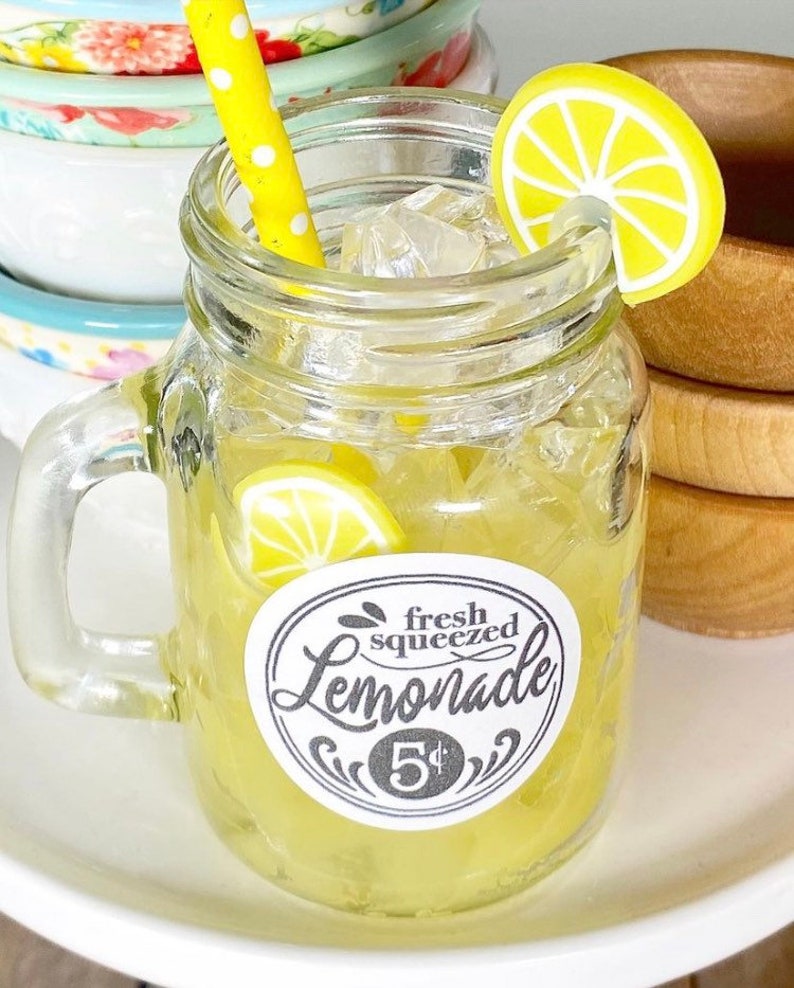 Retro / Vintage Faux Lemonade in a Mason Jar, Fake Food. Lemon Decor ...