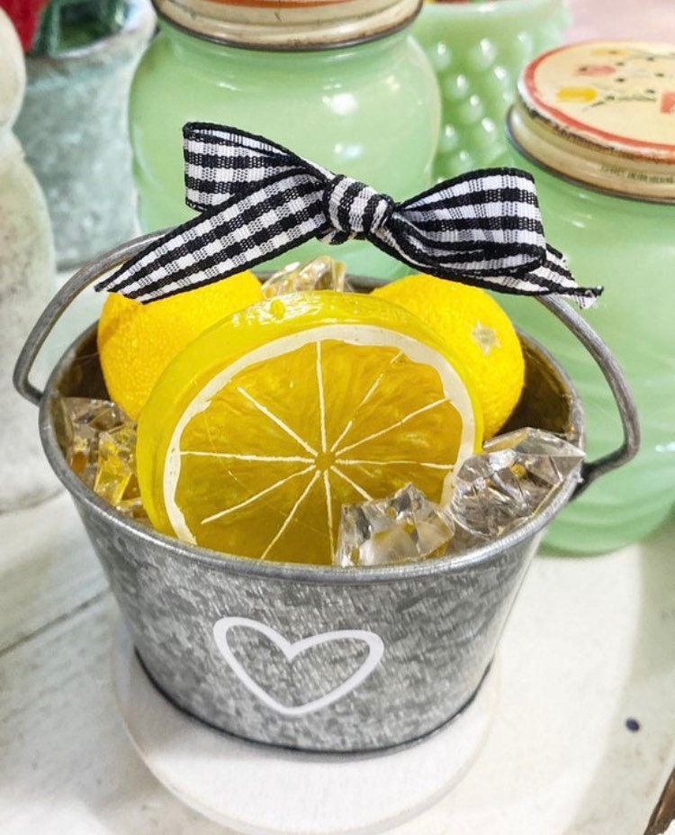Lemon Ice Bucket, Lemon Canister Scoop or Lemon Sugar Bowl Beads Spring ...