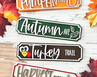 Fall / Thanksgiving Tiered Tray Street Signs Svg Cut Files for Laser ...