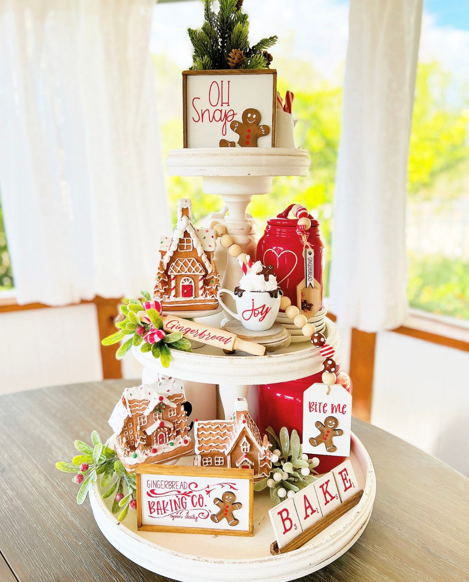 Gingerbread Tiered Tray Set Mini Mug Canister Scoop Rolling - Etsy