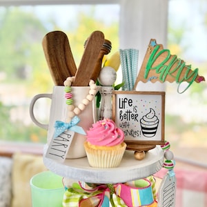 Birthday Party Decor Birthday Tiered Tray Table Decor Centerpiece Signs ...