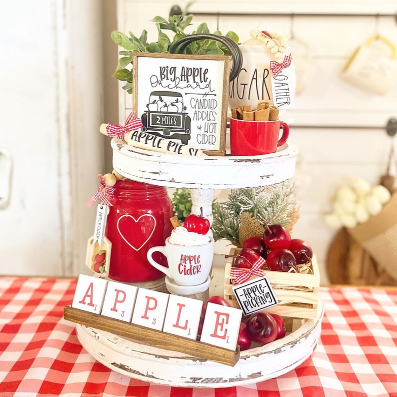 Apple Cider Big Apple Farm Tiered Tray Set Fall / Autumn / - Etsy
