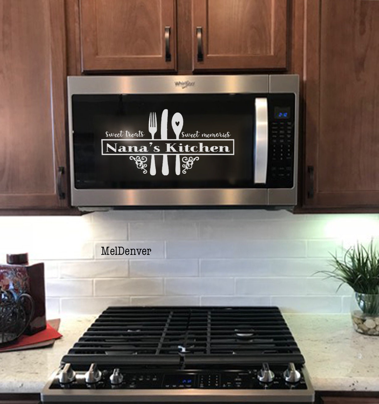 Microwave Decal - Retro Kitchen, Family "name"s Kitchen, Nana's ...