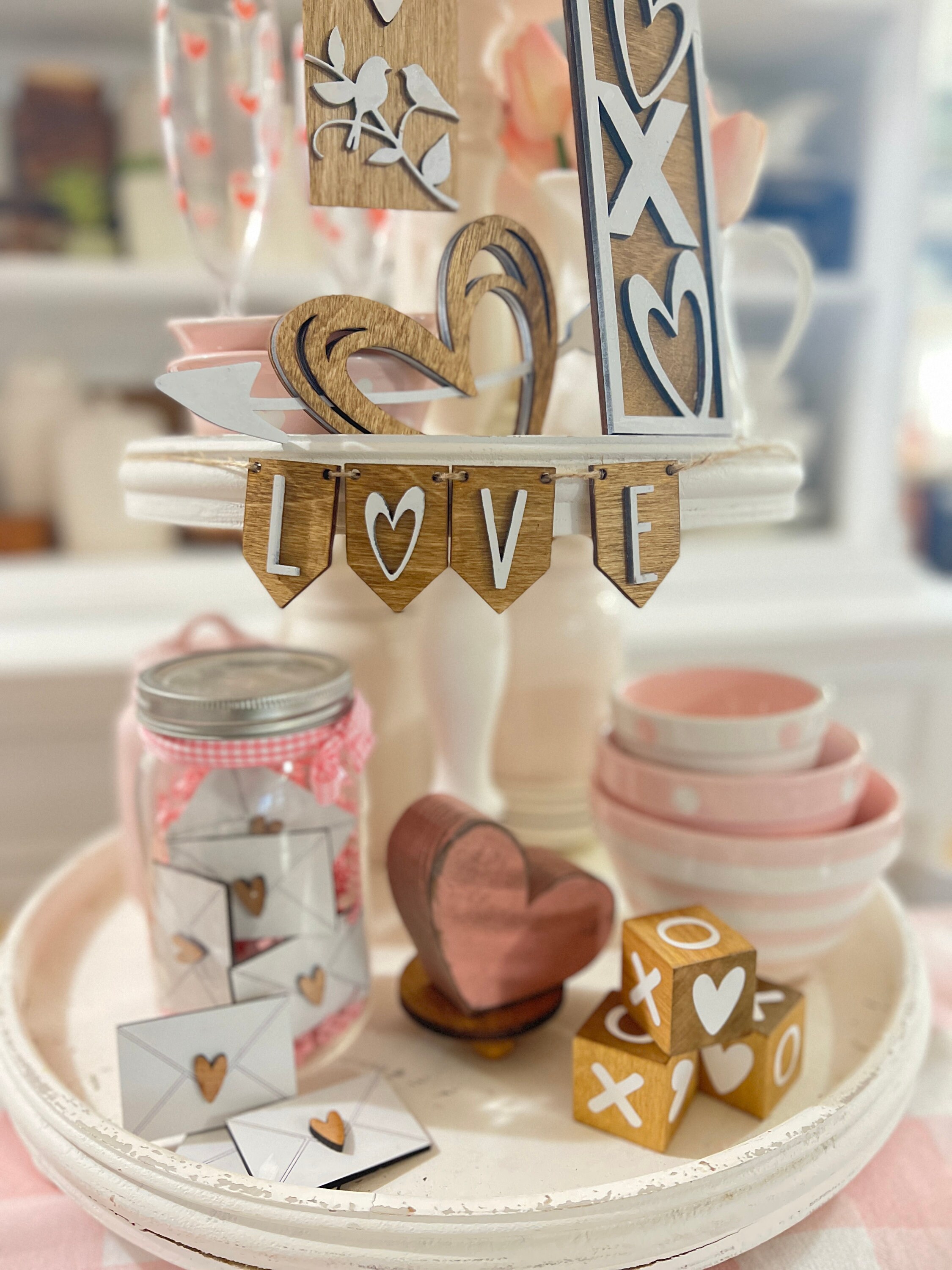 Woods & Whites Love Birds Valentines Day Tiered Tray Set! Wedding ...