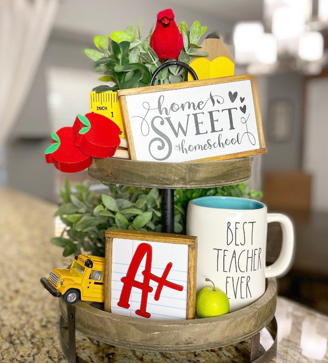 Teacher & Homeschool Themed Tiered Tray Set Small Plaque is - Etsy