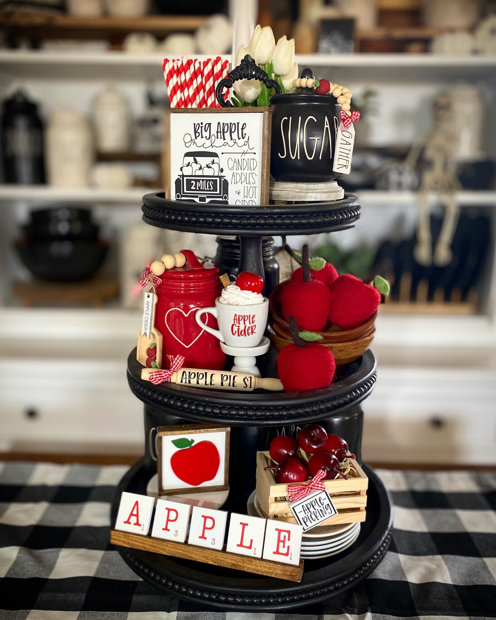Apple Cider Big Apple Farm Tiered Tray Set Fall / Autumn / - Etsy