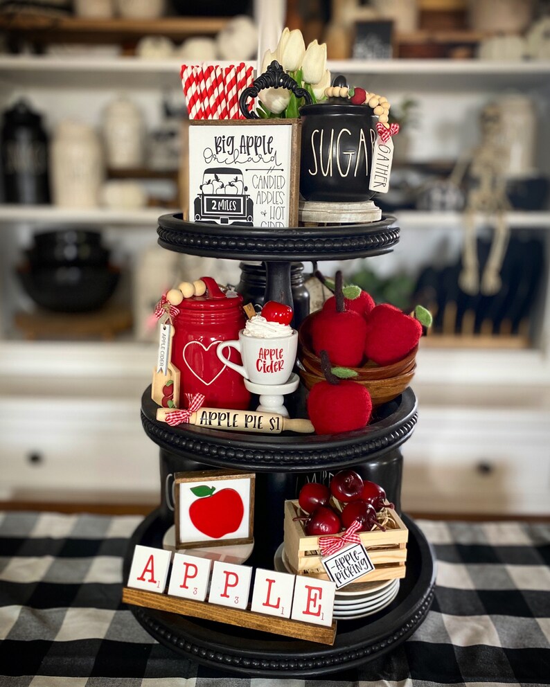 Apple Cider Big Apple Farm Tiered Tray Set Fall / Autumn / - Etsy