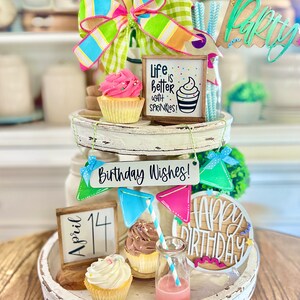 Birthday Party Decor Birthday Tiered Tray Table Decor Centerpiece Signs ...
