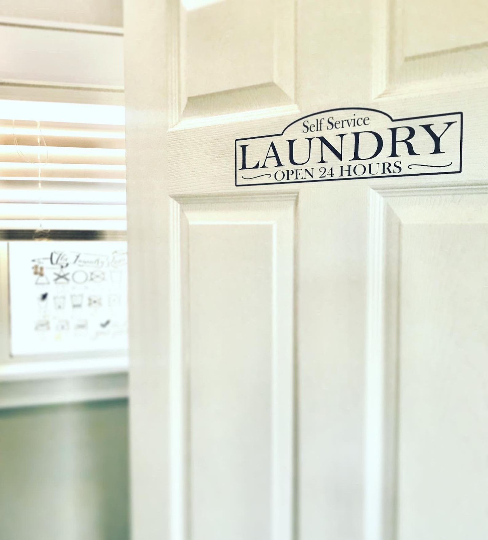 LAUNDRY Room Door Decal Self Service Laundry Open 24 Hours - Etsy